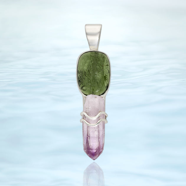 Genuine Moldavite & Vera Cruze Amethyst Pendant – Arkadia Designs